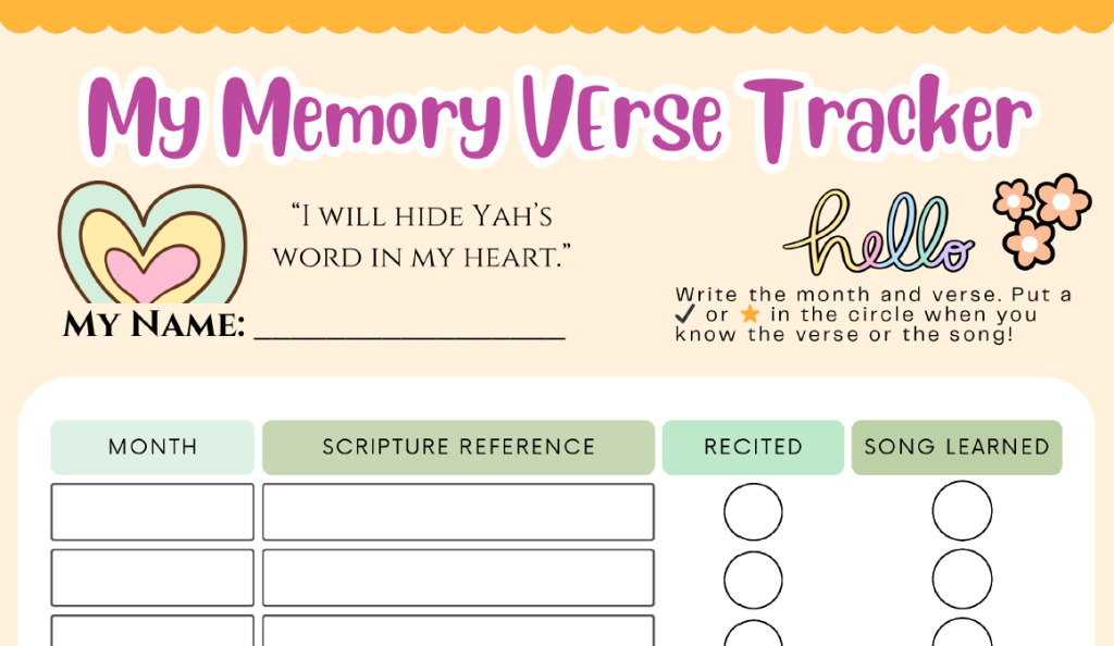 My Memory Verse Tracker (Free Download) - Yahuah Youth