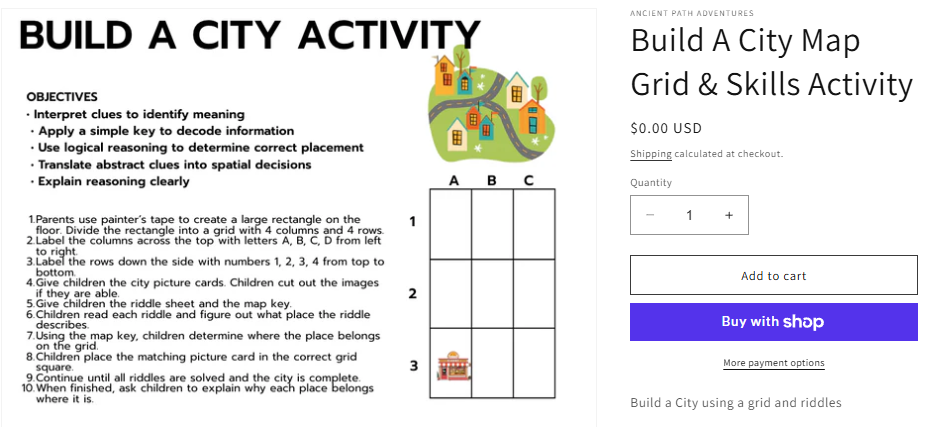Build A City Map Grid & Skills Activity - Yahuah Youth